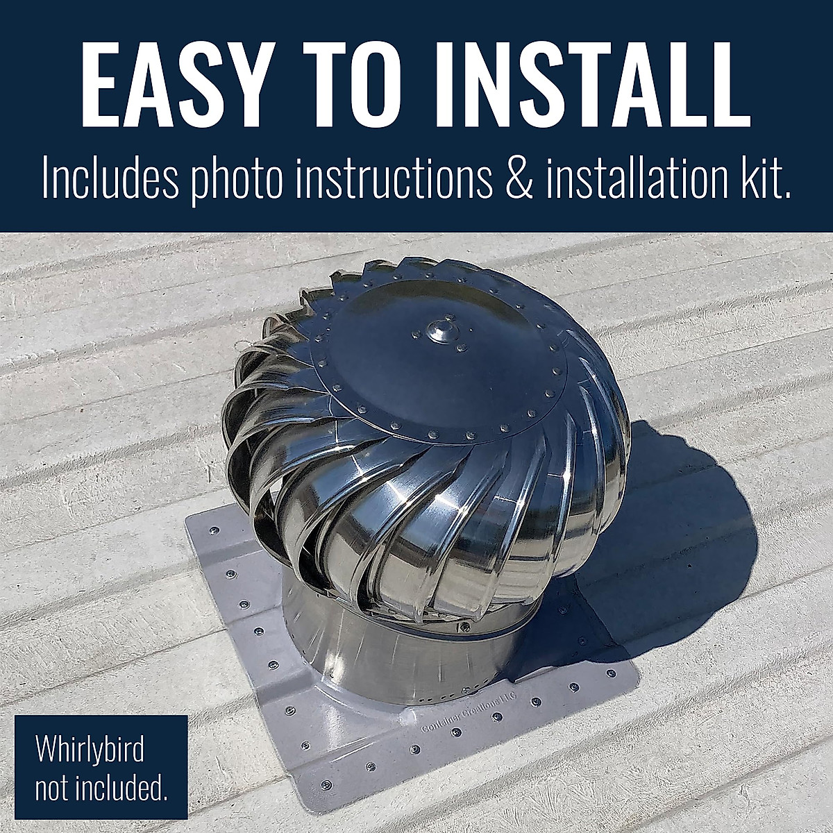 AdaptAIR Shipping Container Vent, Add 12-inch Whirlybird/Solar Vent, Reduce Heat & Condensation