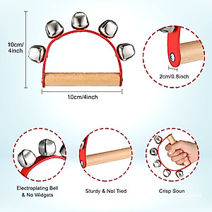 3 Pieces Tambourine Maracas Set Bells Wooden Hand Sleigh Bells Tambourine Bell Shaking Bell Rattle Musical Instrument Toys for Teenagers