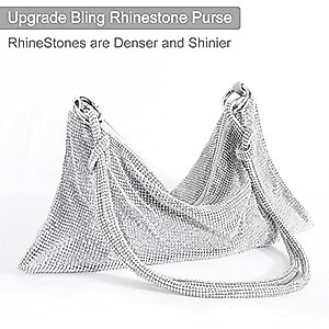 TOPALL Rhinestone Purse Sparkly Bag Silver Diamond Purses for Women Upgrade Evening Prom Rhinestone Bag Handbag Bling Hobo Bag for Party Club Banquet Wedding (Medium)