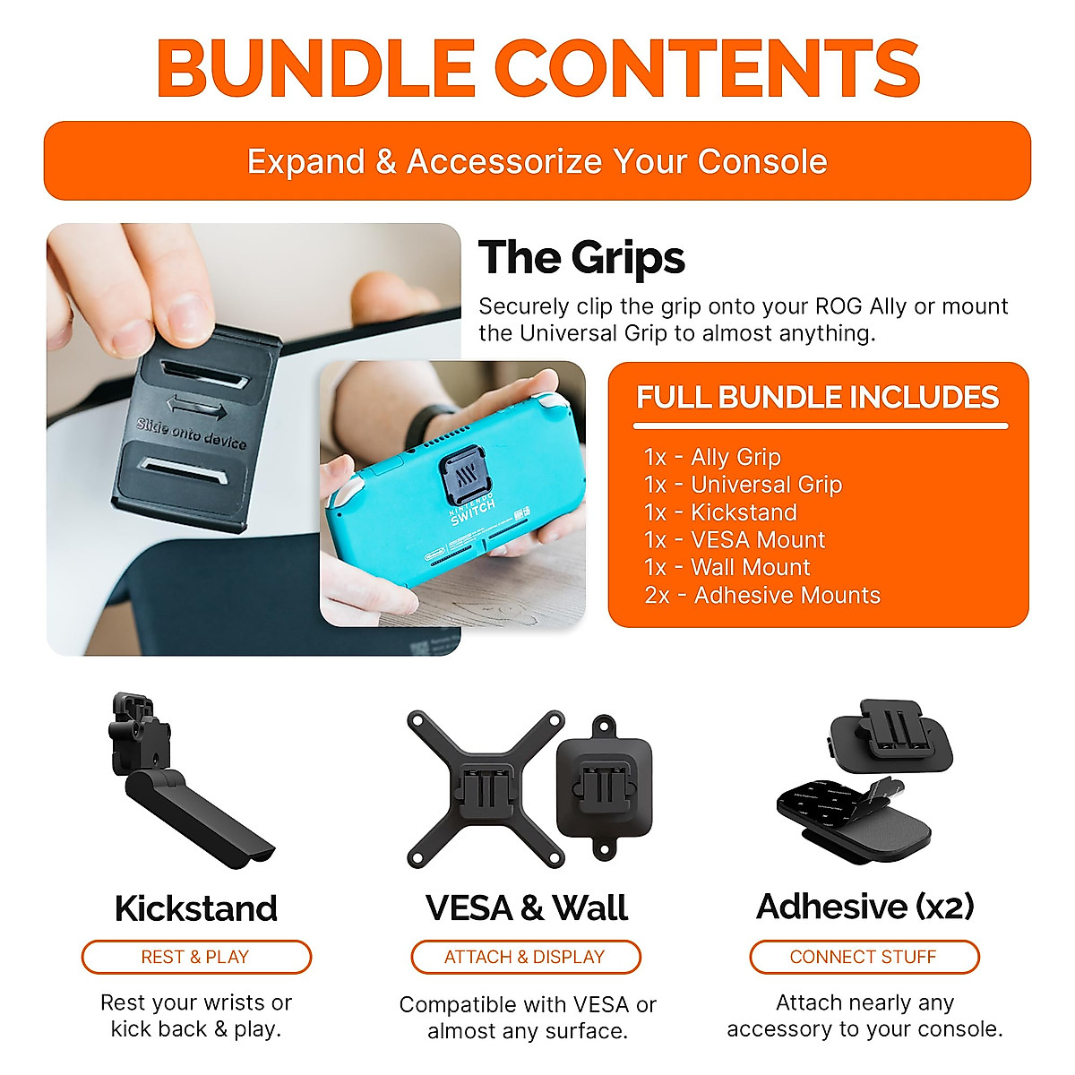 Mechanism Allymate 7-in-1 Bundle | ROG Ally Kickstand, Battery, SSD, USB-C Hub, VESA & Wall Mounting Kit | Mount Anything to Your ROG Ally & It to Anything | Case Friendly ASUS ROG Ally Accessories