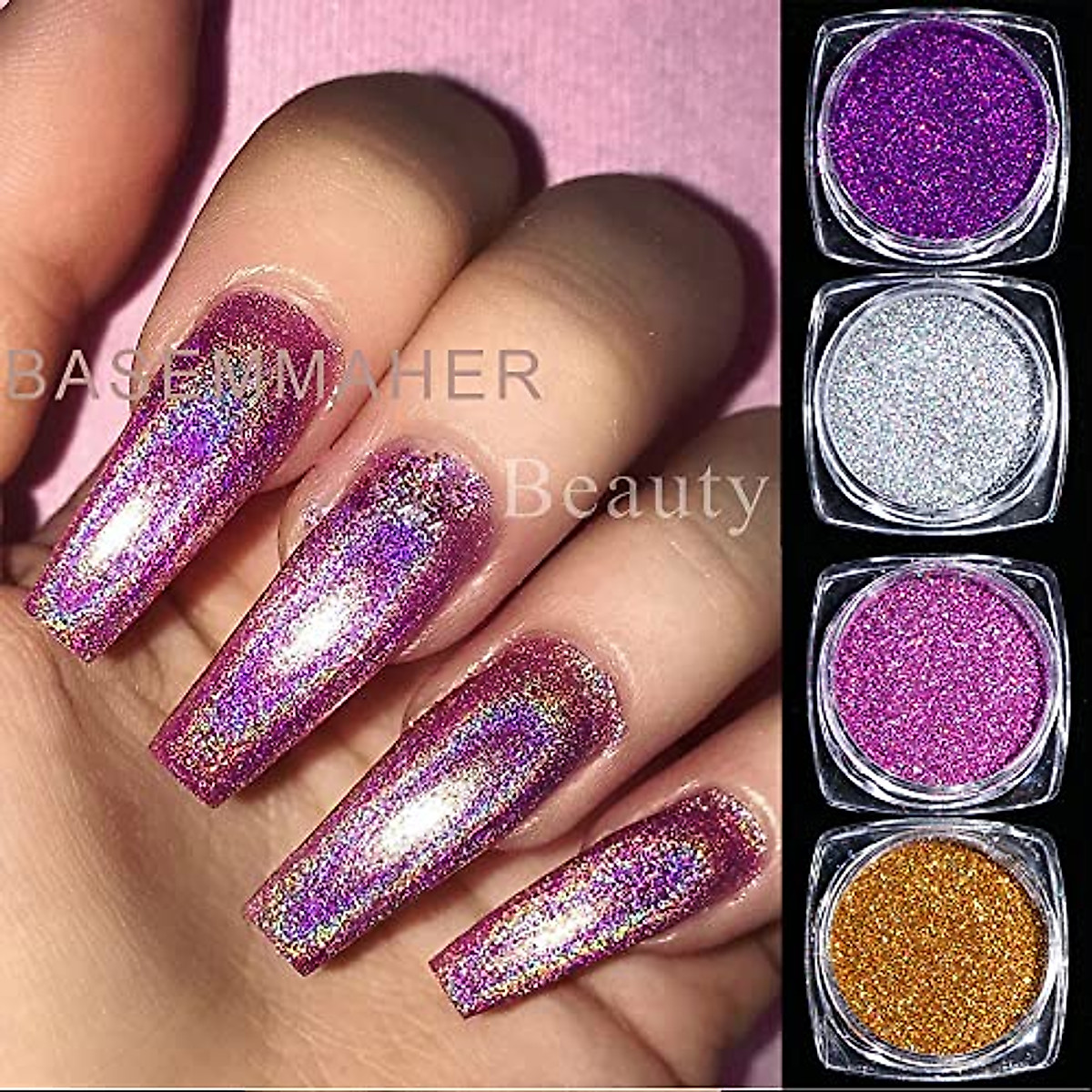 Holographic Nail Glitter 45 Jars Holo Laser Superfine Cosmetic Festival Powder Nail Pigment for Tumblers, Arts and Craft Glitter, Iridescent Glitter for Body Nail Face Hair Eyeshadow Makeup