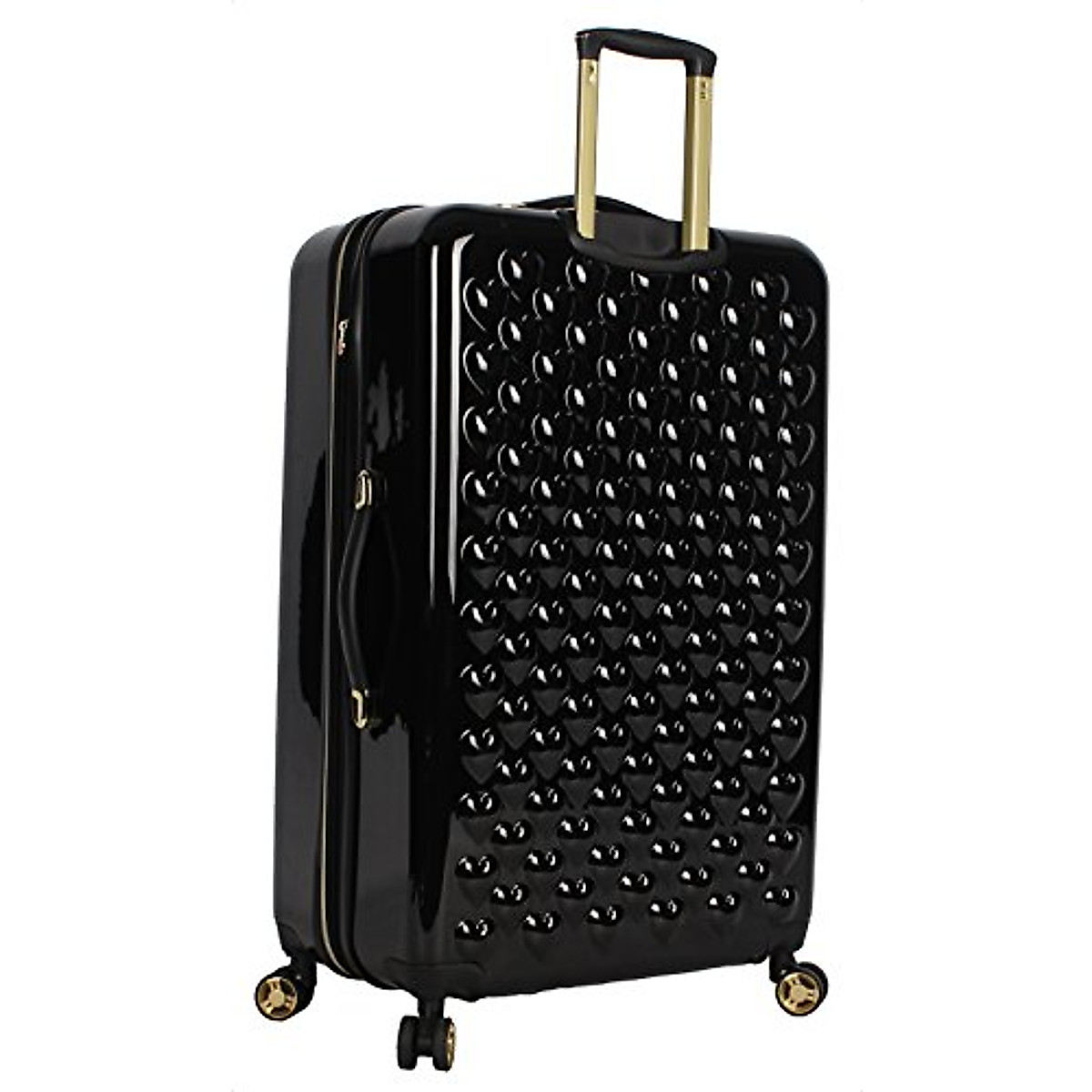 Betsey Johnson 30 Inch Checked Luggage Collection - Expandable Scratch Resistant (ABS + PC) Hardside Suitcase - Designer Lightweight Bag with 8-Rolling Spinner Wheels (Heart to Heart Black, 30in)