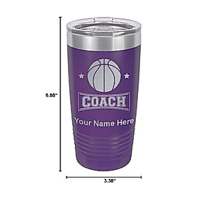 LaserGram 20oz Vacuum Insulated Tumbler Mug, Basketball Coach, Personalized Engraving Included (Dark Purple)