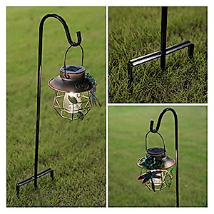 EXCMARK 2 Pack Shepherd Hook 31 inch 1/2 inch Thick Use at Weddings, Hanging Solar Lights, Lanterns, Bird Feeders, Metal Hanger Hook (Black, 31 inch)