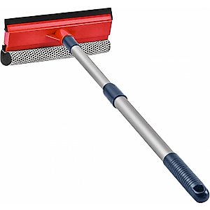 Squeegee for Window Cleaning with Long Handle, 2-in-1 Window Squeege for Home, Car Windshield, Mirror, Glass Cleaning with Extension Pole 18"-30"