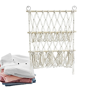 Sinolmaibe Stuffed Animal Hammock, Double Layer Woven Toy Net With Tassels, Net Bag Storage Rack Bookshelf Hammocks Home Decor Book Shelves, Stuffed Animal Toy Storage Holder