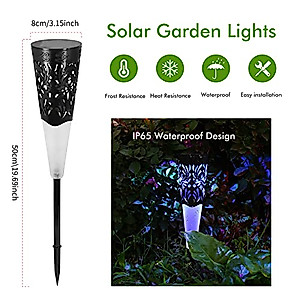 Solar Lights Outdoor , 4Pcs Garden Decor Solar Torch Lights with Color Changing&Warm White 2 Lighting Mode Waterproof Solar Garden Lights for Garden Dark Corner,Flower Bed,Walkway Lighting Decoration