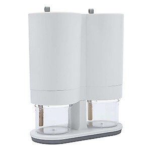 Xuthusman 11.02 lbs Dual Rice Dispenser with Two Measuring Cups, Free-standing Rice Dispenser, PP Dual Rice Storage Container 12 * 5.9 * 14.17in (White+Grey+Clear)