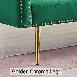 RIDFY 70”Modern 2 in 1 Velvet Futon Sofa Bed, Convertible Sleeper Couch with Legs/Pillows, Folding Upholstered Loveseat, Memory Foam Living Seat, Tufted Recliner Sofa for Home/Office (Green)