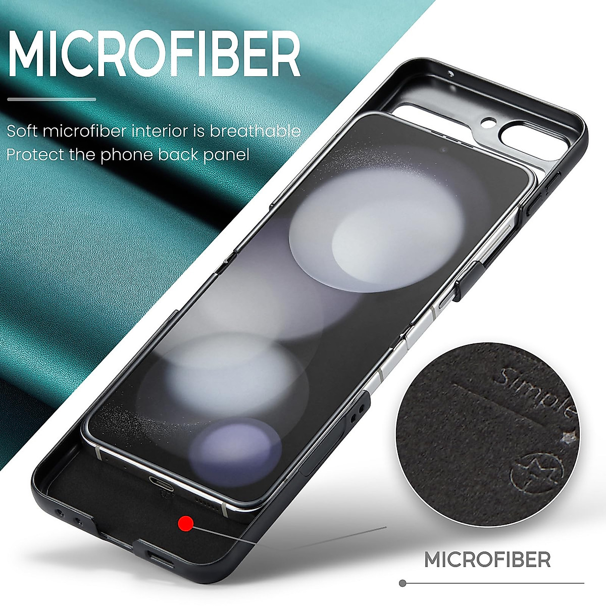 Taneny for Samsung Galaxy Z Flip 5 Case, Slim PU Leather Shockproof Protection Anti-Scratch Phone Cover Case for Samsung Galaxy Z Flip 5 5G 2023 (Teal)