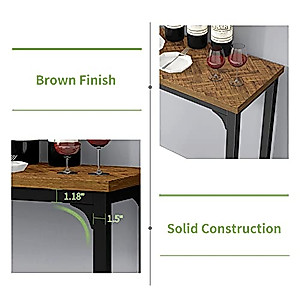 HOMYSHOPY Bar Table Set for 3, 4 Piece Console Table with 3 Stools, Counter Height Sofa Table Set with 3 Chairs for Breakfast Nook, Living Room and Apartment (Brown)