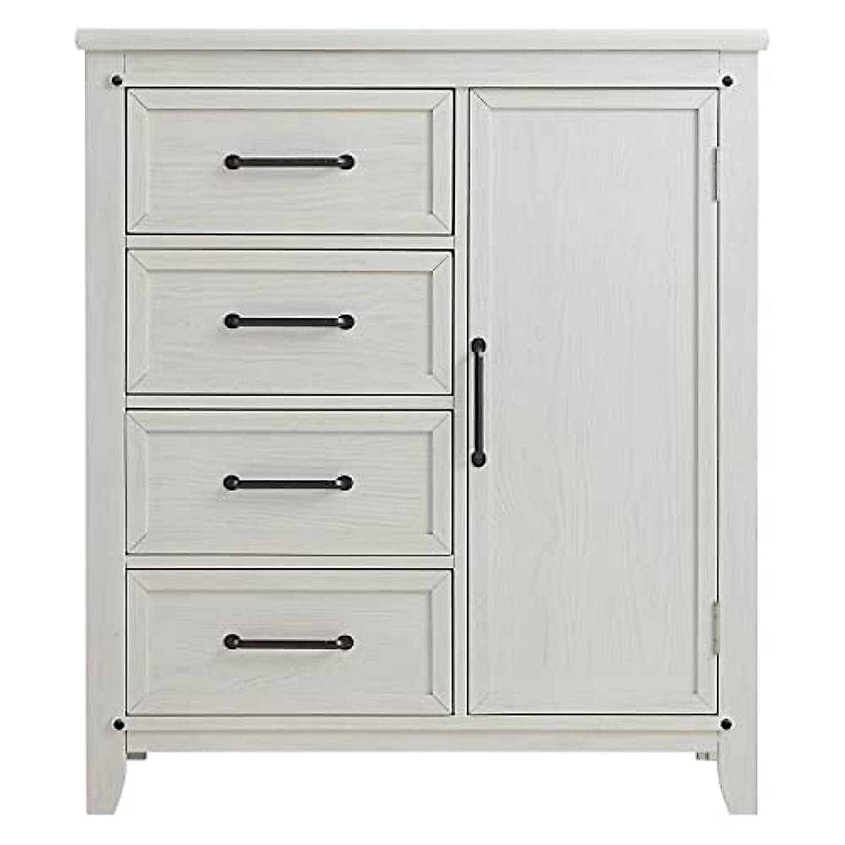 Soho Baby 49045480 Ellison Premium 4-Drawer Chifferobe with Adjustable Shelves, Wire Brush Rustic White Finish