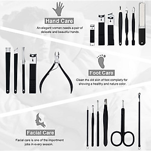 Sharp Nail Scissors and Nail Clippers Set High Precisio Stainless Steel Nail Cutter Pedicure Kit Nail File Manicure Pedicure Kit Fingernails & Toenails with stylish case (Light brown_18in1)