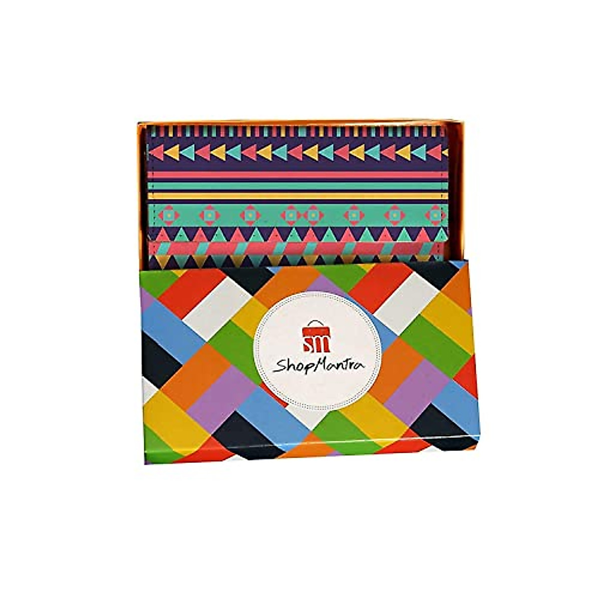 ShopMantra Women's Triangular Art Pattern Faux Leather Printed Wallet | Wallet for Women | Ladies Purse | Clutch | Multiple Card Holder Organizer and Phone Pocket Zip Wallet.