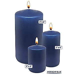 Hyoola Midnight Blue Pillar Candles 2x3 Inch - 4 Pack Unscented Pillar Candles - European Made
