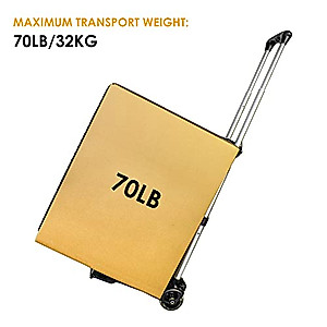 LOOVIU Hand Truck Portable Luggage Cart, Folding Lightweight Aluminum Portable Dolly with Mute Caster Wheel for Moving Travel and Office Use (Black)