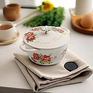 The Pioneer Woman Timeless Beauty Vintage Floral 3-Quart Enameled Cast Iron Casserole w/Lid