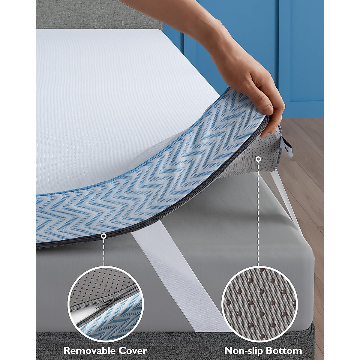 BedStory Firm Mattress Topper Queen - 3 Inch Firm Memory Foam Mattress Topper - High Density Bed Toppers for Back Pain