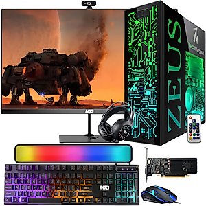 TechMagnet Gaming Desktop PC, Intel i7 6th Gen, Zeus Pro 6, GT 1030, 8GB RAM ARGB, 256GB SSD + 2TB HDD, 24 Inch Monitor, Wi-Fi | Bluetooth Adapter, Webcam, RGB Kit, Win 10 Pro (Renewed)