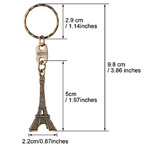 Outus 15 Pieces Eiffel Tower Keyring Retro Adornment French Souvenirs Keychains (Bronze)
