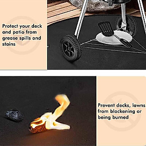 RUNZI 32" Under Grill Mat for Outdoor Grill,Double-Sided Fireproof Mat for Under fire Pit, Oil-Proof & Waterproof BBQ Protector for Decks and Patios