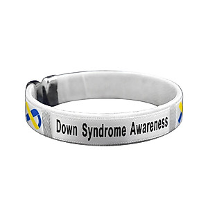 Down Syndrome Awareness Blue & Yellow Bangle Bracelet - Adult Size (25 Bracelets - Wholesale)