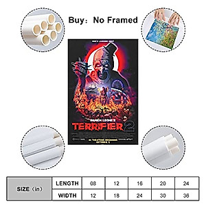 2022 Terrifier 2 Horror Movie Poster for Room Aesthetic Canvas Wall Art Bedroom Decor 12x18inch(30x45cm)