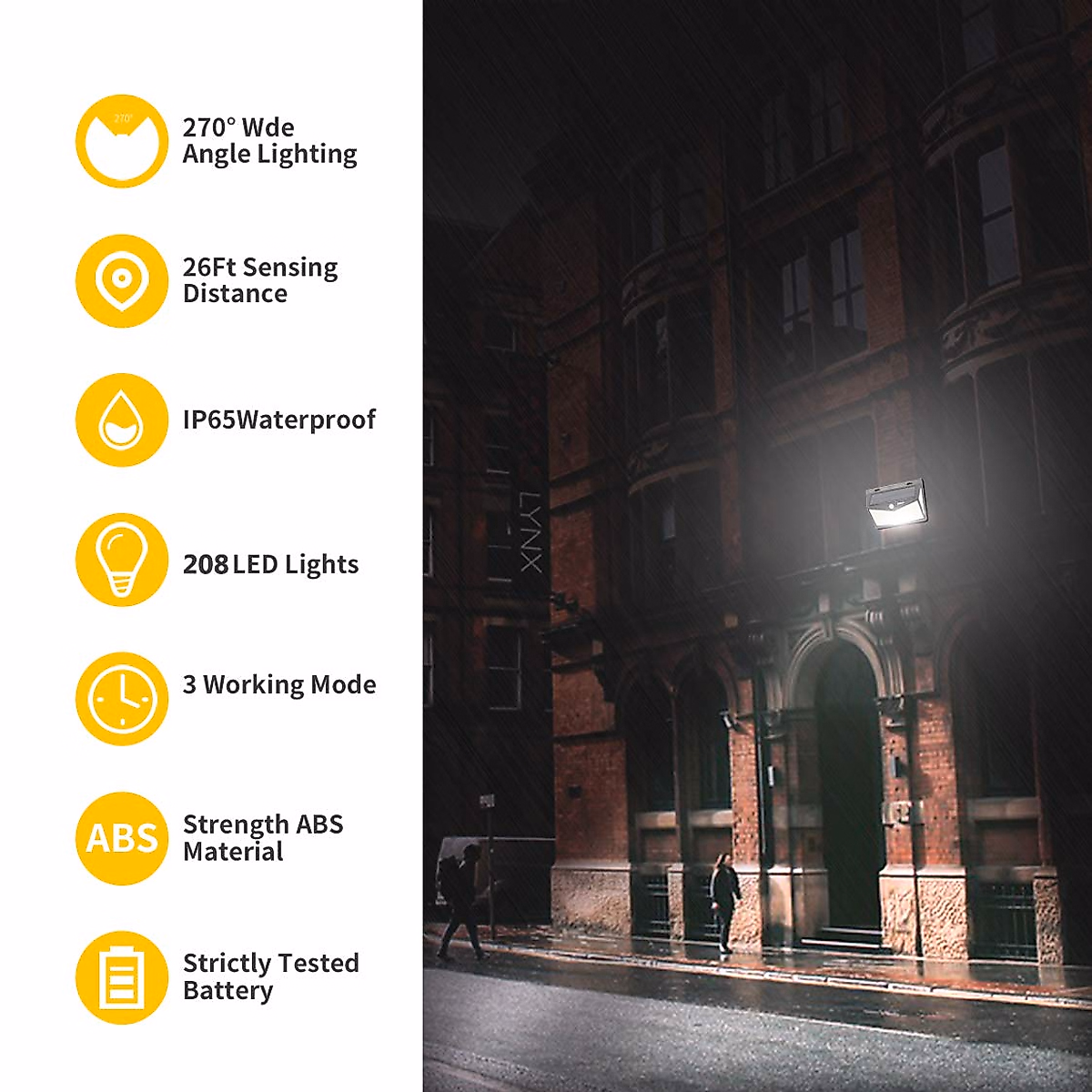 Enkman Solar Lights Outdoor 208 LED,Wireless Motion Sensor Lights with 270° Wide Angle IP65 Waterproof for Deck Fence Post Door Wall Yard and Garage, Yard, Garage, Deck, Pathway, Porch (2PACK-208LED)