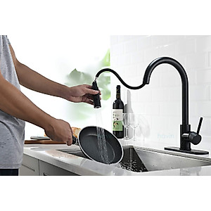 Havin Black Kitchen Faucet with Pull Down Magnetic Sprayer with Black Pot Filler Faucet