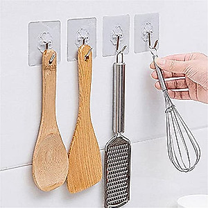12Pcs/Set Transparent Seamless Self Adhesive Hook Load Bearing 13.2lb/6kg(Max) Waterproof and OilproofStrong Stick Hook Bathroom Kitchen Wall Hanger