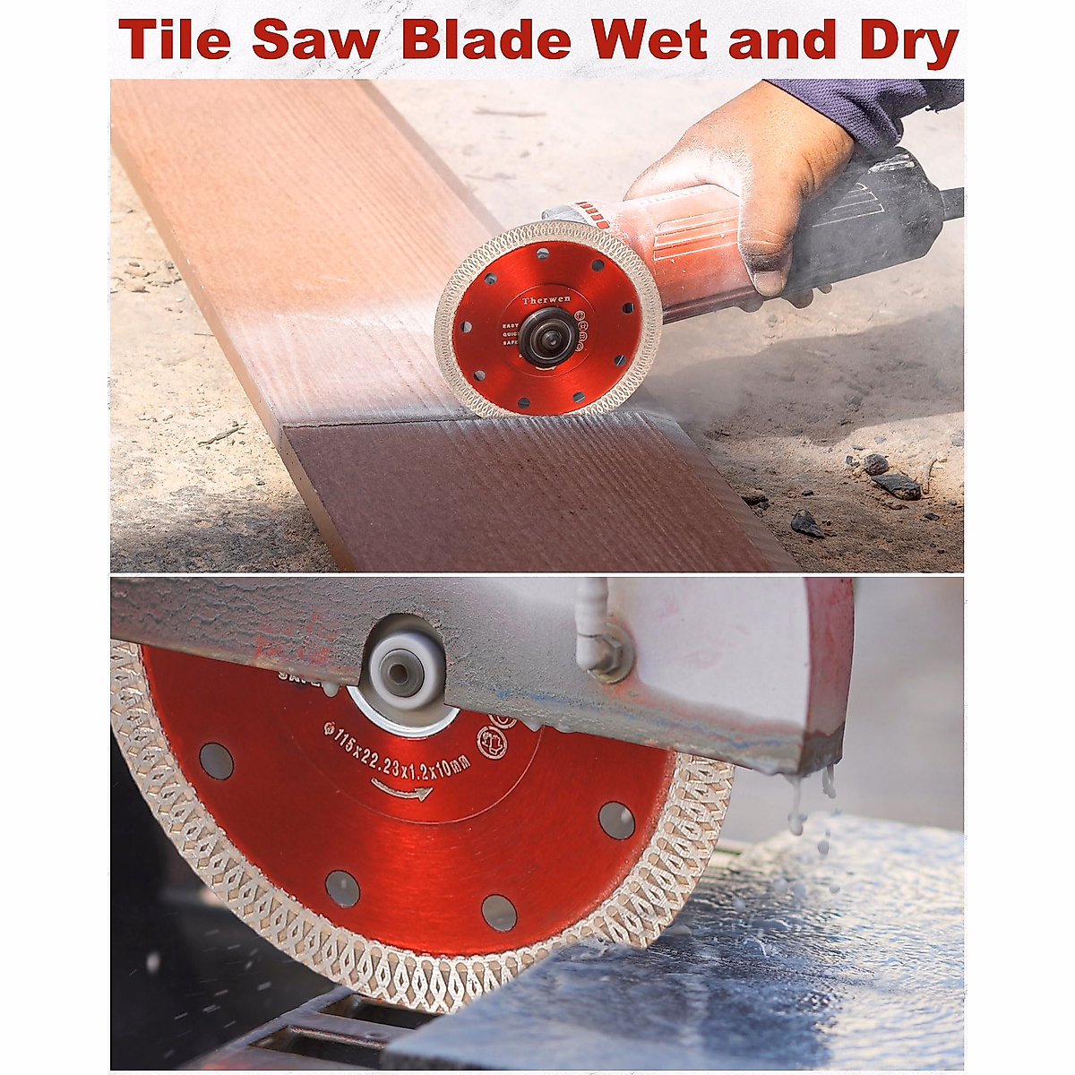 Therwen 20 Pcs Diamond Saw Blade 4.5 Inch Thin Tile Blade Bulk Tile Blade Diamond Cutting Wheel for Angle Grinder Cutting Porcelain Ceramic Tile Granite Marbles