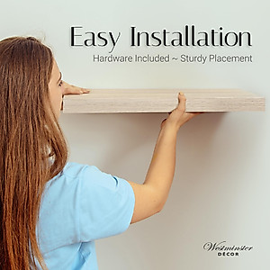 Westminster Décor Wall Mounted Floating Shelves - 2 Pack - Wall-Mounted Shelf Set - Home or Office - Easy Install 16.5” Wooden Shelving - Display or Storage