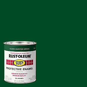 Rust-Oleum 7738502 Stops Rust Brush On Paint, Quart, Gloss Hunter Green, 1 Quarts (Pack of 1)