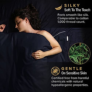 Aricove Weighted Blanket Cover, 48"x72", Cooling Bamboo Duvet Cover for Weighted Blanket in Full/Twin Size, Navy Blue