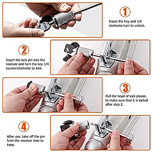CZC AUTO Trailer Lock 1/4'' Dia, Trailer Coupler Lock 3-3/8'' Span Trailer Tongue Lock Fits Latch-Type Coupler, Chrome Coated Trailer Pin Lock with Keys for Towing Boat Truck Trailer RV Car