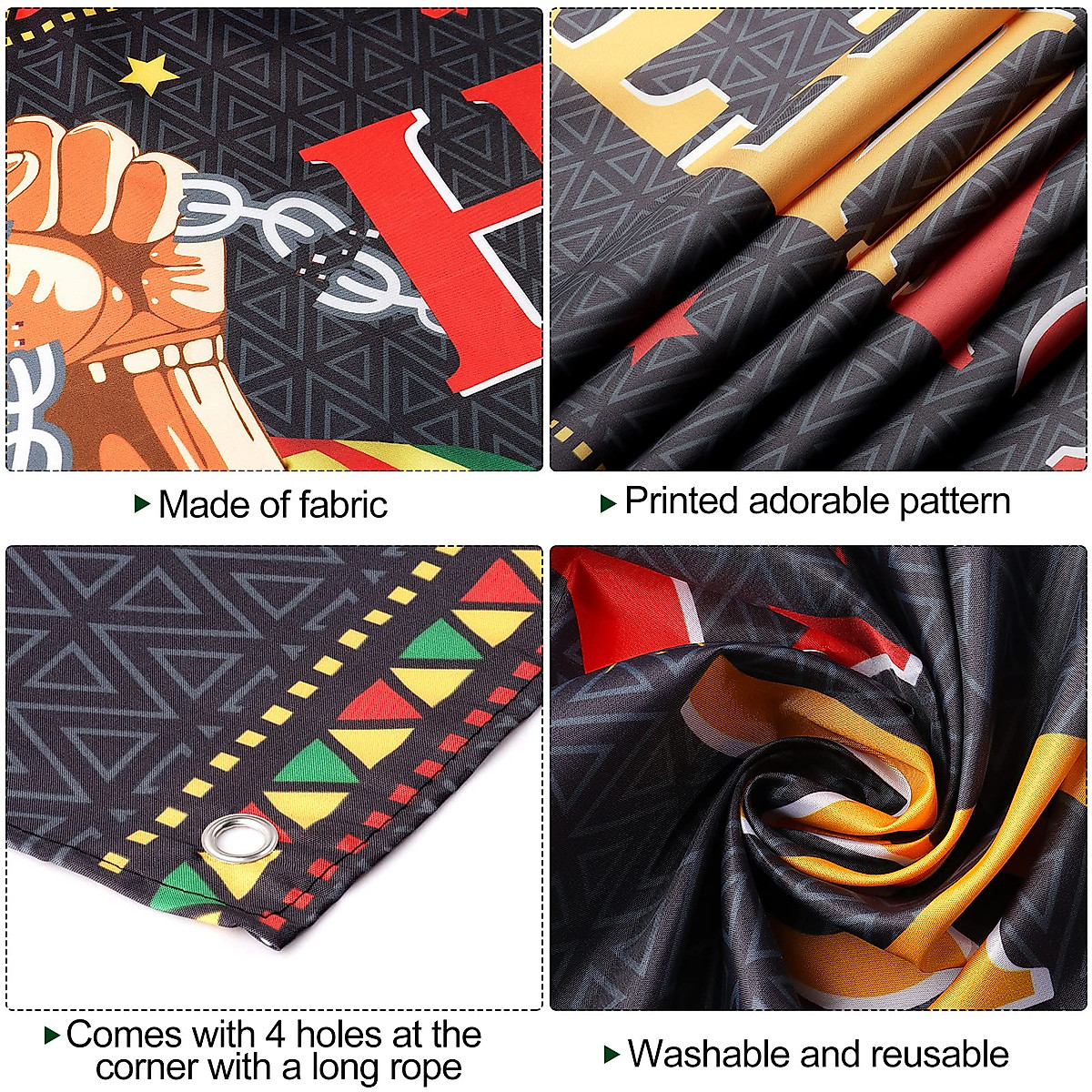 38Pcs Happy Juneteenth Decorations,Large Fabric Juneteenth Banner Patriotic Yard Sign and 36 Pieces Latex Balloons Ribbon for Juneteenth African Afro American June 19th Holiday Birthday Party Supplies