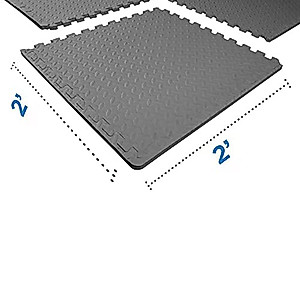 Signature Fitness Puzzle Exercise Mat with EVA Foam Interlocking Tiles for MMA, Exercise, Gymnastics and Home Gym Protective Flooring, 3/4" Thick, 96 Square Feet, Gray