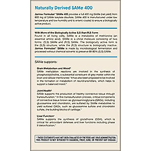 Jarrow Formulas SAMe 400 mg, Supports Joint Health, Liver Function, Brain Metabolism, 60 Tablets, Up To a 60 Day Supply