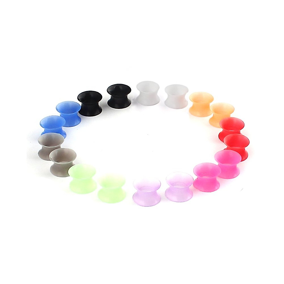 Ruifan Ultra Thin Silicone Ear Skin Flexible Flesh Tunnel Expander Stretching Gauge Earlets Plug Set Mix Color Gauges Kit 12mm - 9 Pairs