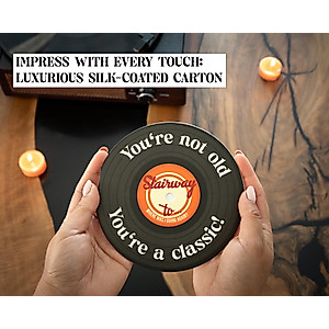 Funny Birthday Gift for Men and Women - For the Record Vinyl Birthday Card with Envelope | 30th, 40th, 50th, 60th, and 70th Birthday Gifts for Her, Him, Sister, Best Friend