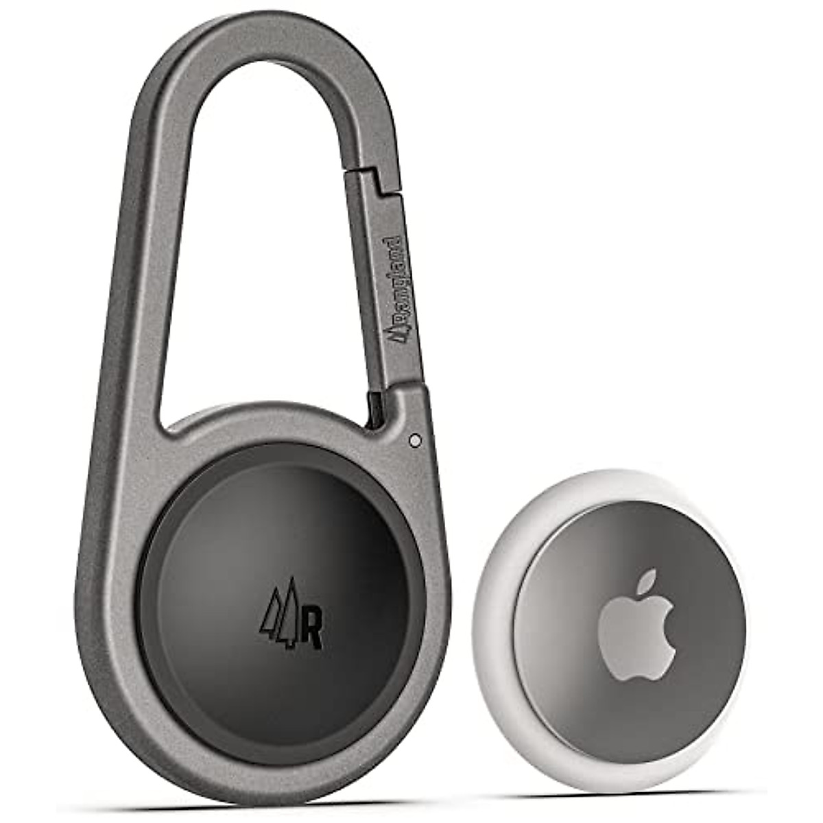 RANGLAND Carabiner AirTag Holder with Keychain - Ultra Durable Shockproof/Waterproof Case with Spring-Loaded Clip (Designed for Apple AirTag) (Aluminum)