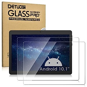 DETUOSI 【2-PACK】 Screen Protector for Victbing 10.1 Inch Tablet, for Dragon Touch Notepad K10/ Max10, ZONKO Z105 10.1, MYMAHDI 10.1, TPZ 10.1, TenYiDe TYD-107 10.1 Inch Tempered Glass Film Mica
