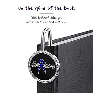 Colon Cancer Ribbon Cancer Believe Metal Bookmark for Women Men Cute Bookmarker Page Markers for Birthday 1.2"