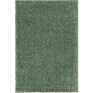 Unique Loom Davos Shag Collection Modern Luxuriously Soft & Cozy Shag Area Rug (4' 0 x 6' 0 Rectangular, Sage)