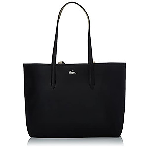 Lacoste womens Reversible Anna Tote Top Handle Handbag, Black Warm Sand, One Size US