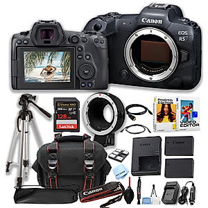 Canon EOS R5 Mirrorless Camera Body + 128GB Pro Speed Memory + EF-RF Lens Adapter +Case + Tripod + Software Pack-Proffesional Bundle (Renewed)