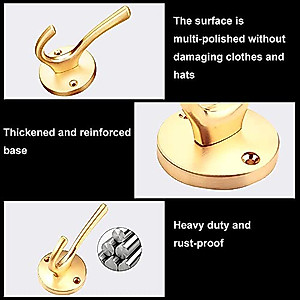 ZUONAI Rose Gold Hooks 4 Pack Brushed Gold Wall Hooks Heavy Duty Metal Coat Hooks for Hanging Coats and Hat Hooks Wall Mounted Towel Hooks for Bathrooms Clothing Hooks for Bedroom Double Hooks