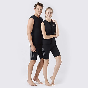 Dizokizo Men Women Wetsuit Top 3mm Thermal Sleeveless Neoprene Diving Vest for Canoeing Surfing Kayaking Sauna Swimsuit