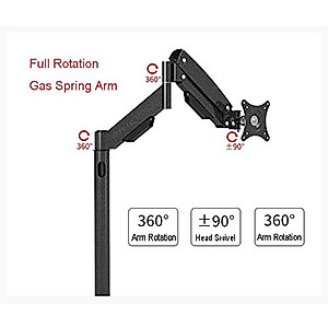 Premium Gas Spring Single Monitor Floor Stand - Adjustable Height, Sturdy TV Mount for 13-27 LCD Monitors - Holds up to 10kgs - Perfect PC Stand for Floor or Sofa Side