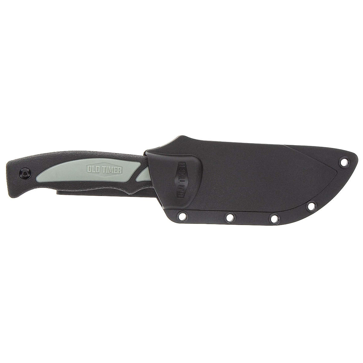 Old Timer Trail Boss 9in Fixed Blade Gut Hook Knife with High Carbon Stainless Steel Blade, TPE Grip Handle, and Custom Molded Sheath for Hunting, Field Dressing, Skinning, Gutting, and Outdoors